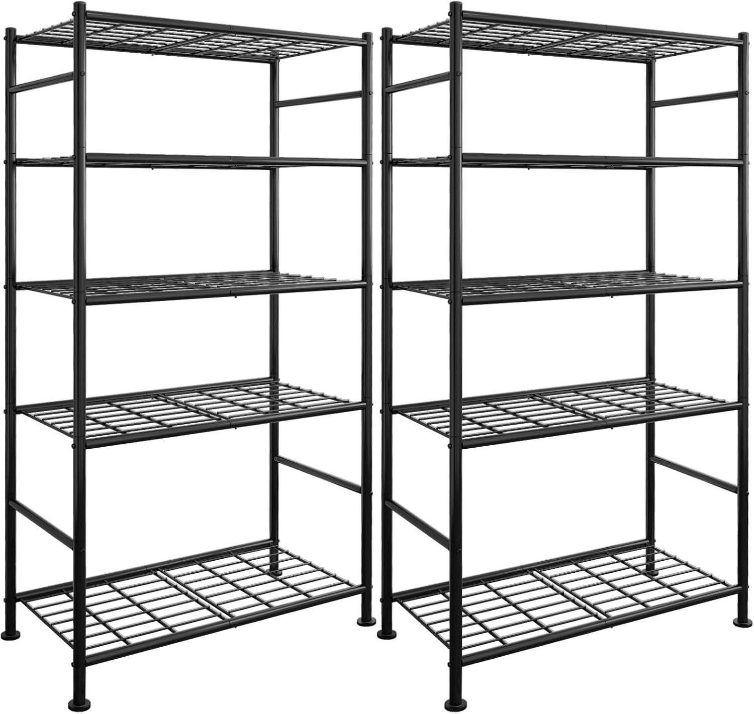 Storage Shelves - Set of 2, 5-Tier Large Metal Shelf Organizer, Heavy ...