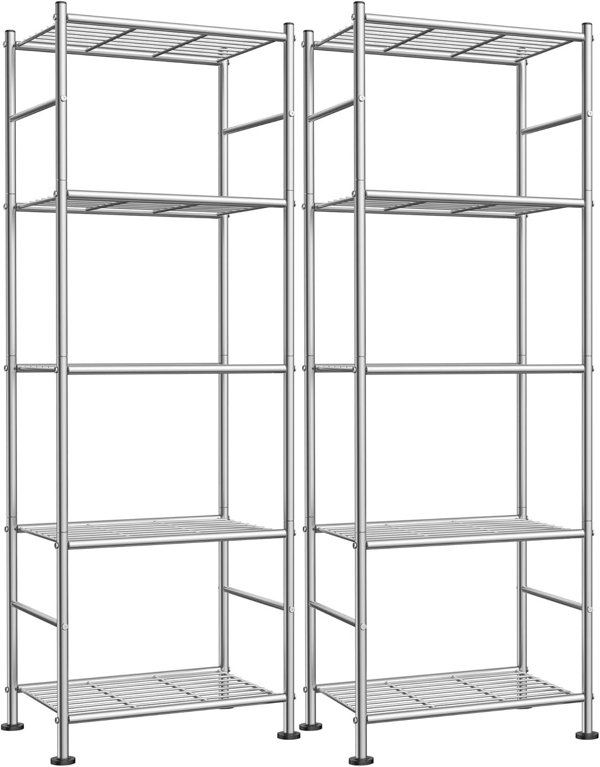 Storage Shelves - Set of 2, 5-Tier Metal Shelf Organizer, Space-Saving ...