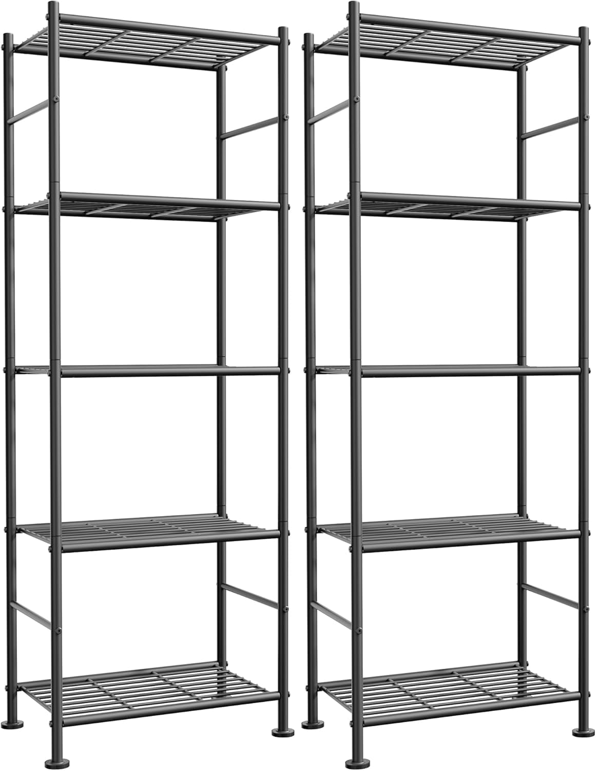 Storage Shelves - Set of 2, 5-Tier Metal Shelf Organizer, Space-Saving ...