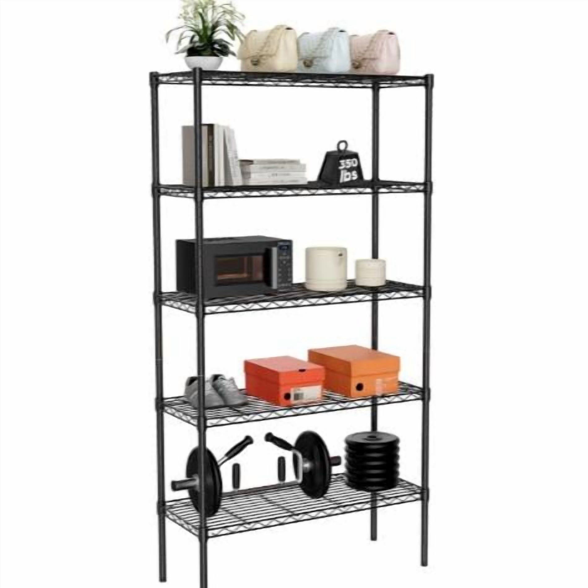 Storage Shelving Unit, Adjustable Metal Wire Racks Heavy Duty Standing ...