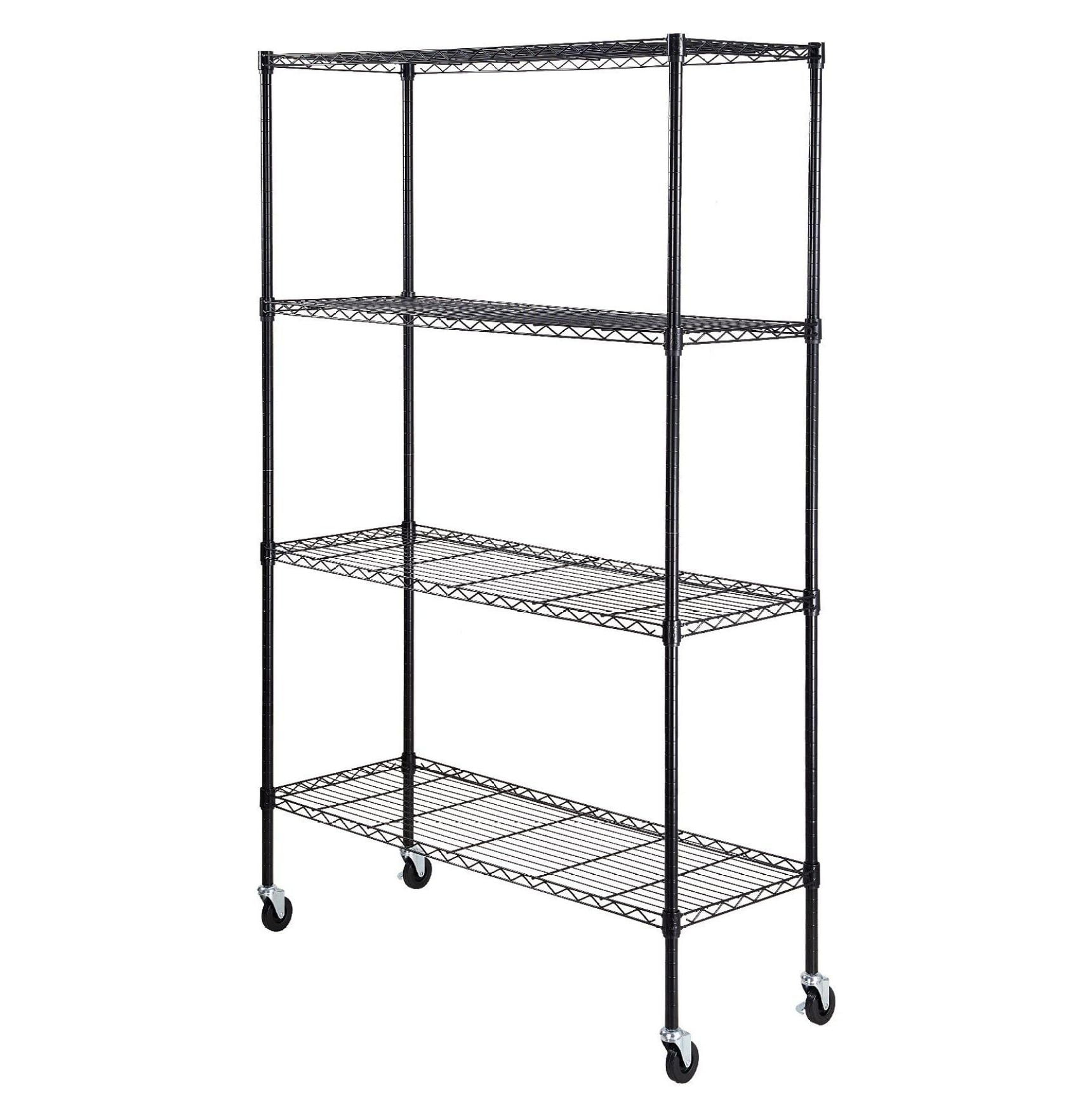 Storage Shelving Unit with Wheels, 4-Tier 700 lbs Capacity Heavy Duty ...