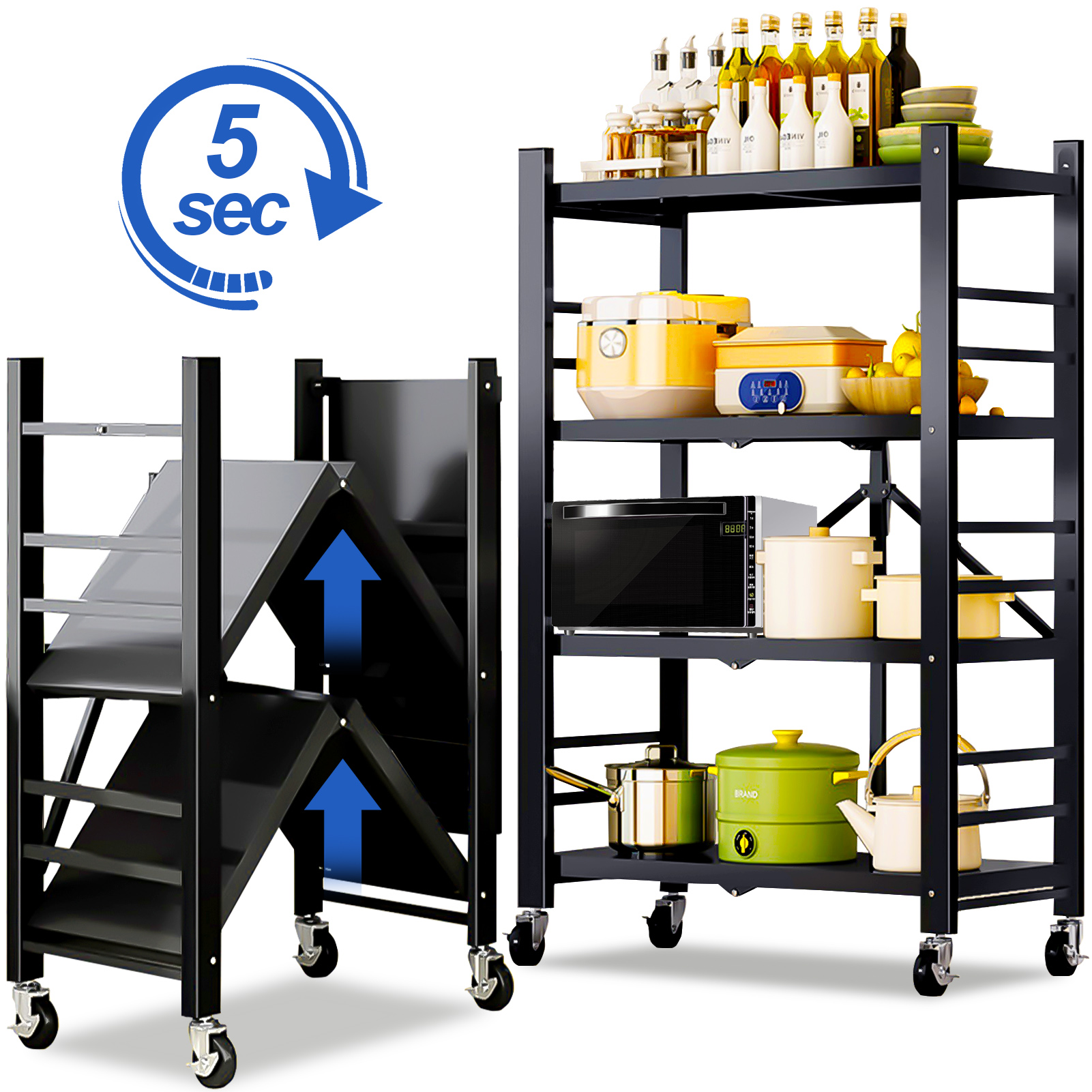 FlipShelf-Folding Metal Shelf-No Assembly-Bookcase-Style (6 shelves ...