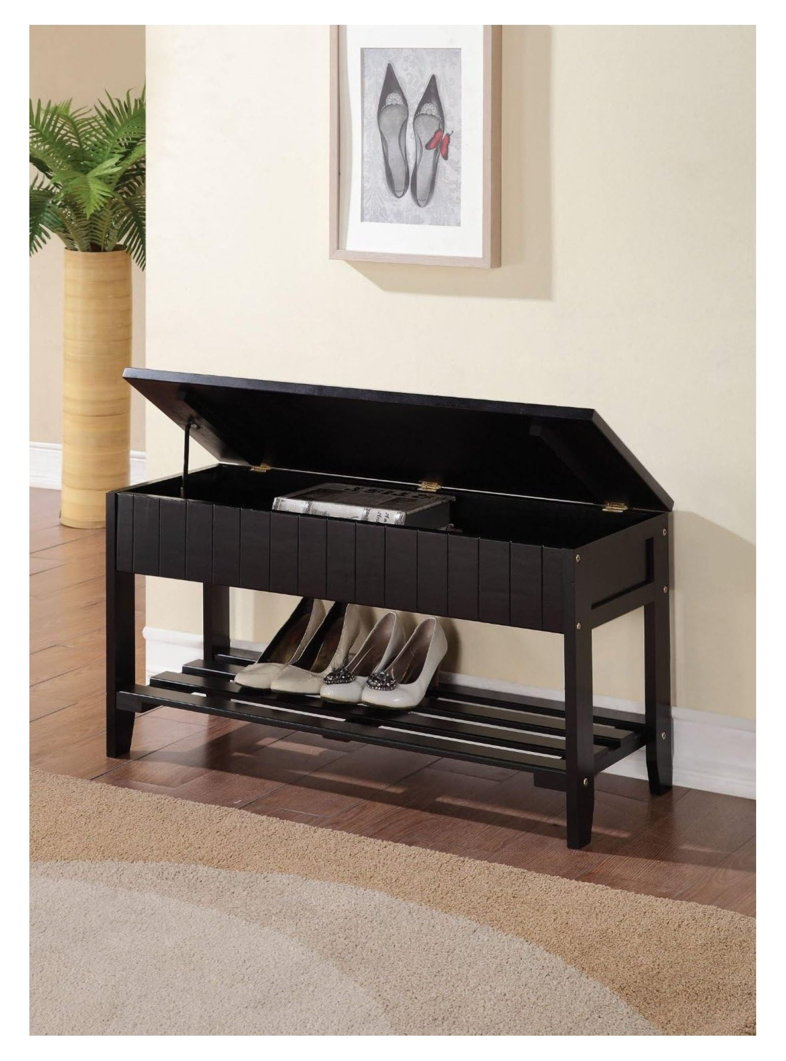 Storage Shoe Bench Black - Walmart.com
