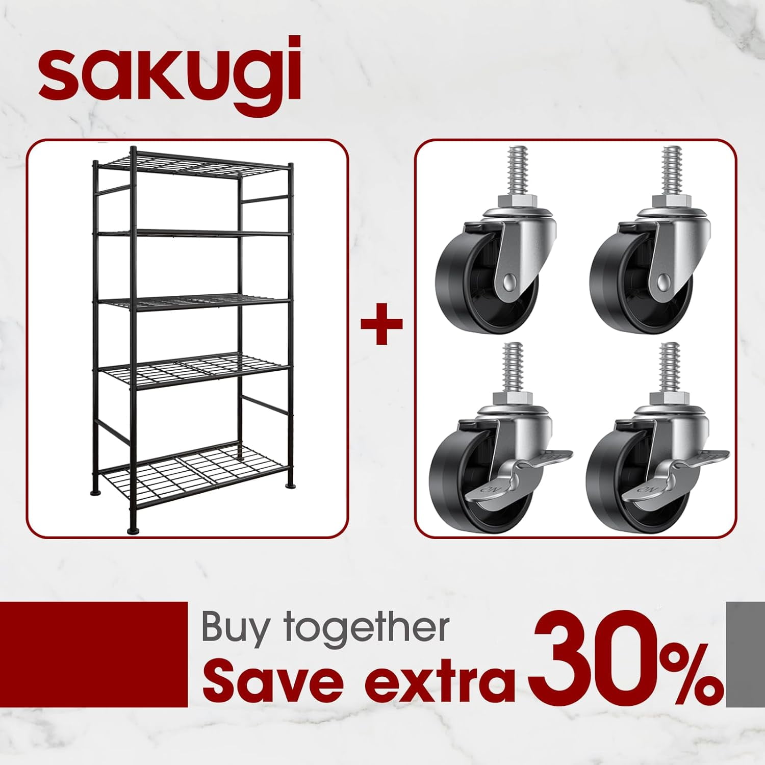 Storage Solution Bundle - 5-Tier Heavy-Duty Metal Shelving Unit (33.1 ...