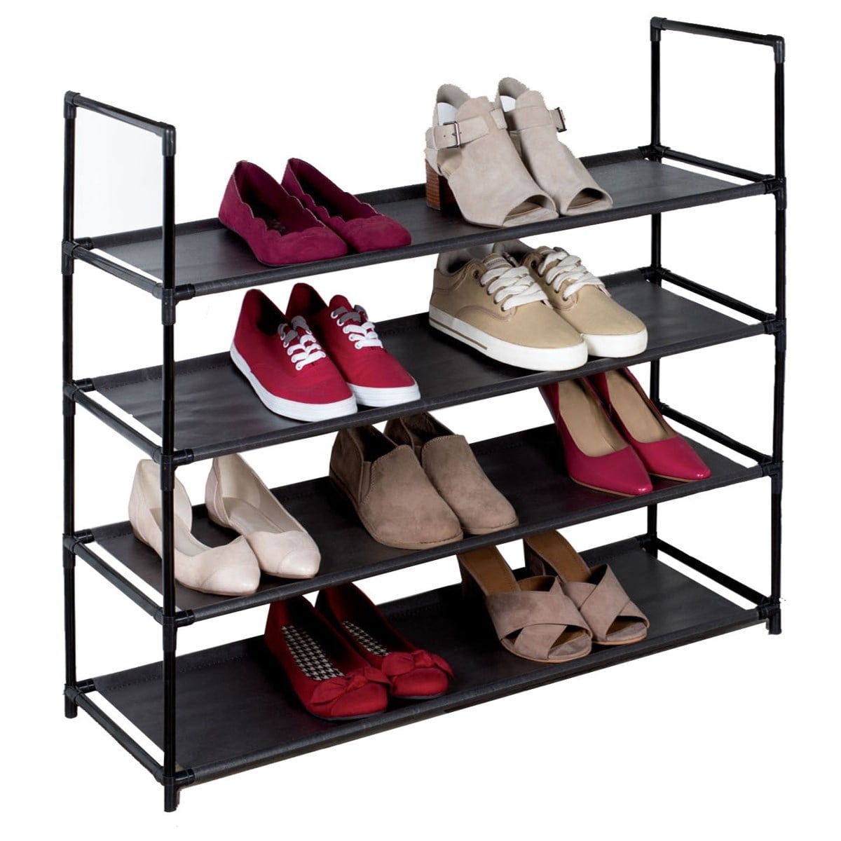 Storage Solutions Black 4 Tier Plastic Shoe Rack And Storage Closet ...