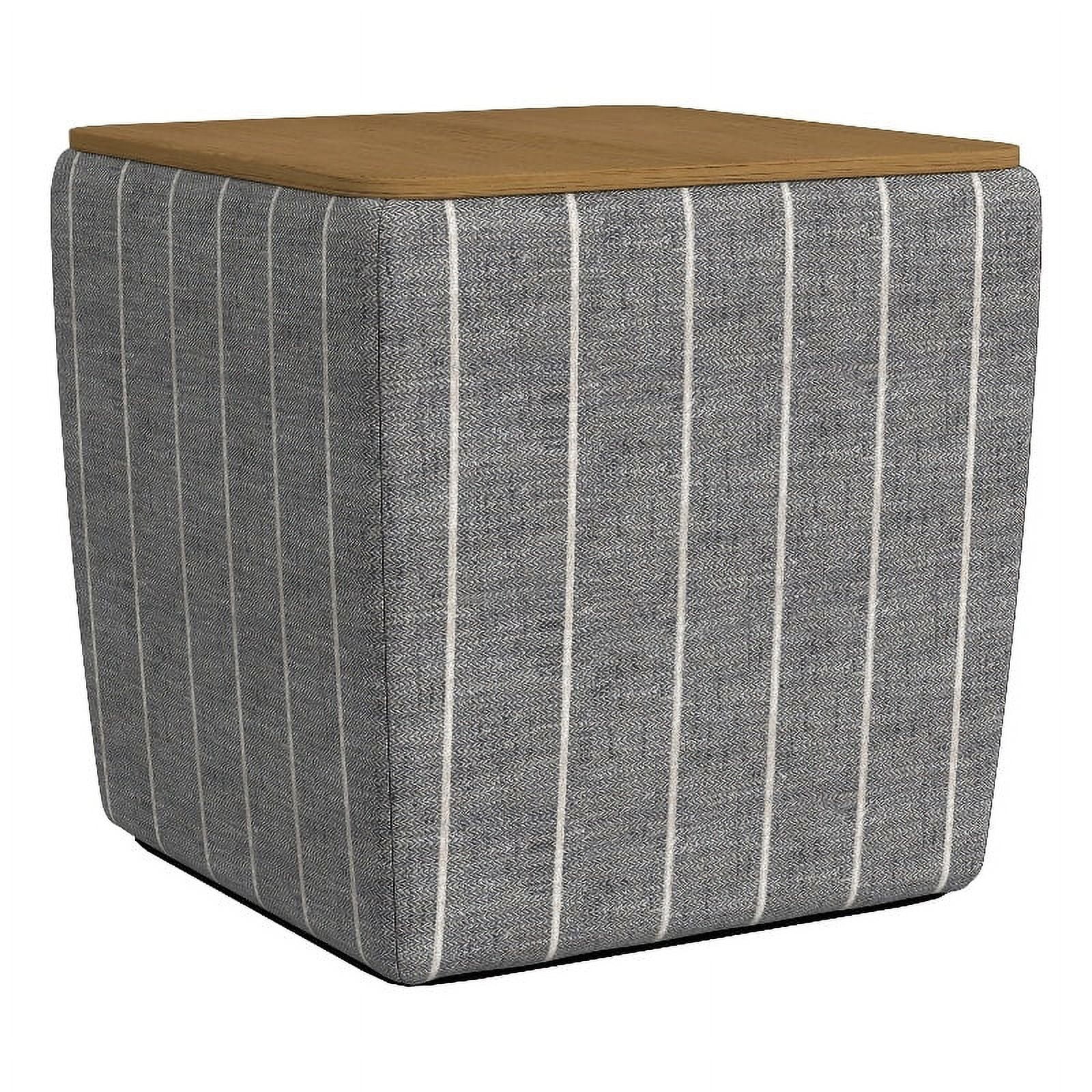 Storage Square Storage Ottoman with Wood Lift-Top Lid, Midnight Stripe ...