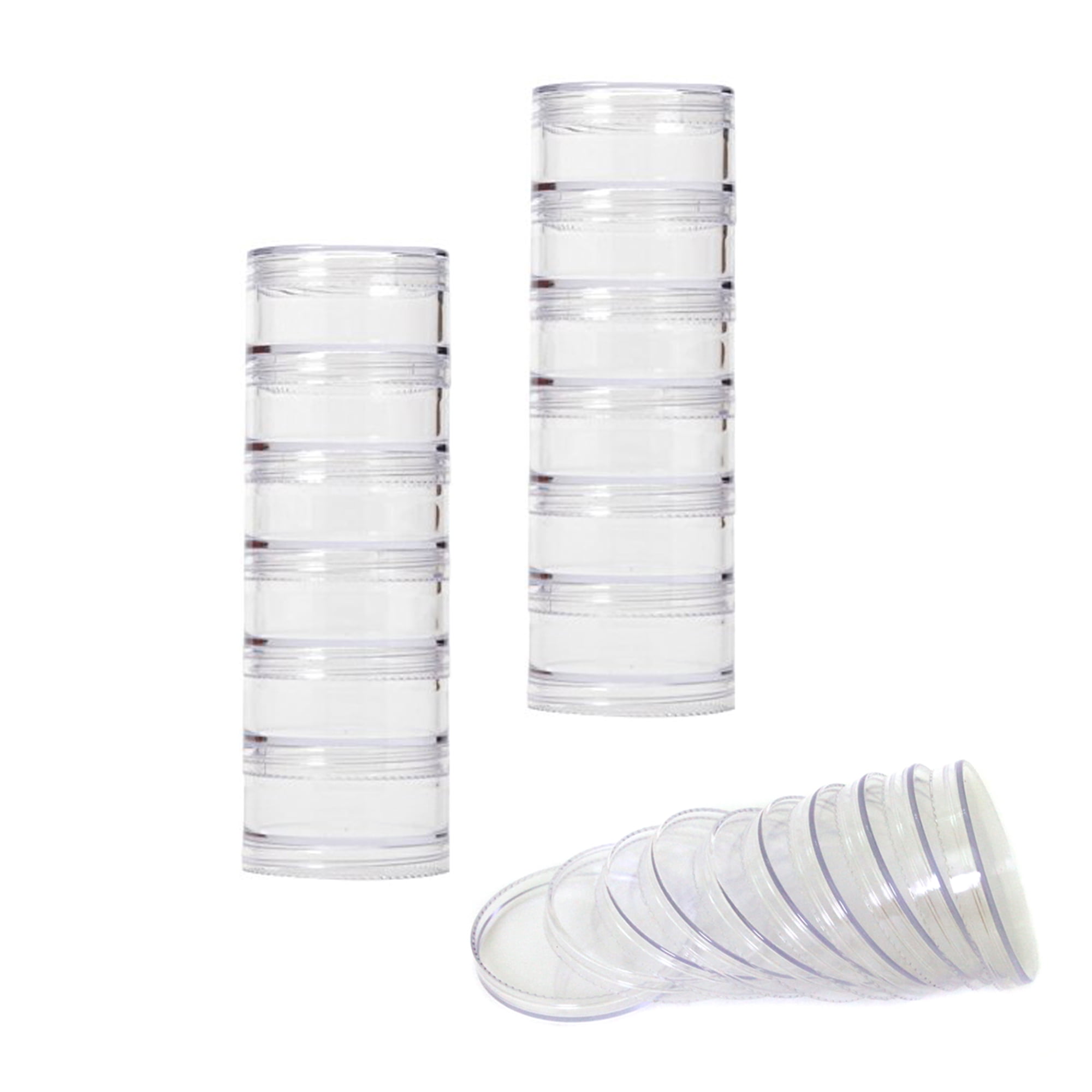 Storage Stackable Round Interlocking Clear Containers 12 with Lids 2 ...