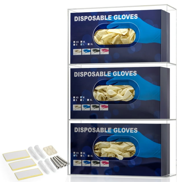 Storage Standard Disposable Gloves Dispenser Acrylic Triple Glove Box ...