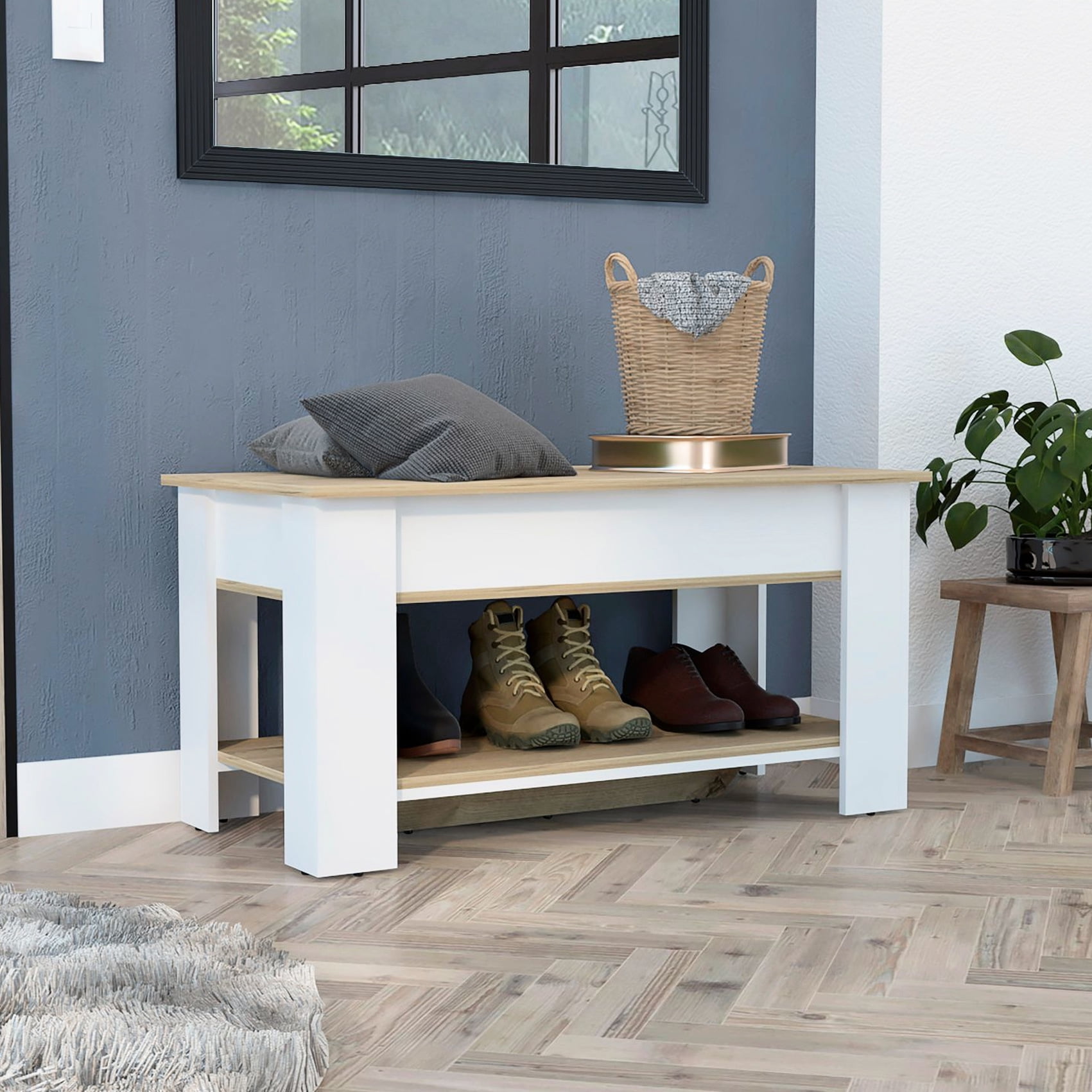 Storage Table with Four Legs and Lower Shelf | Liftable Top for Doorway ...