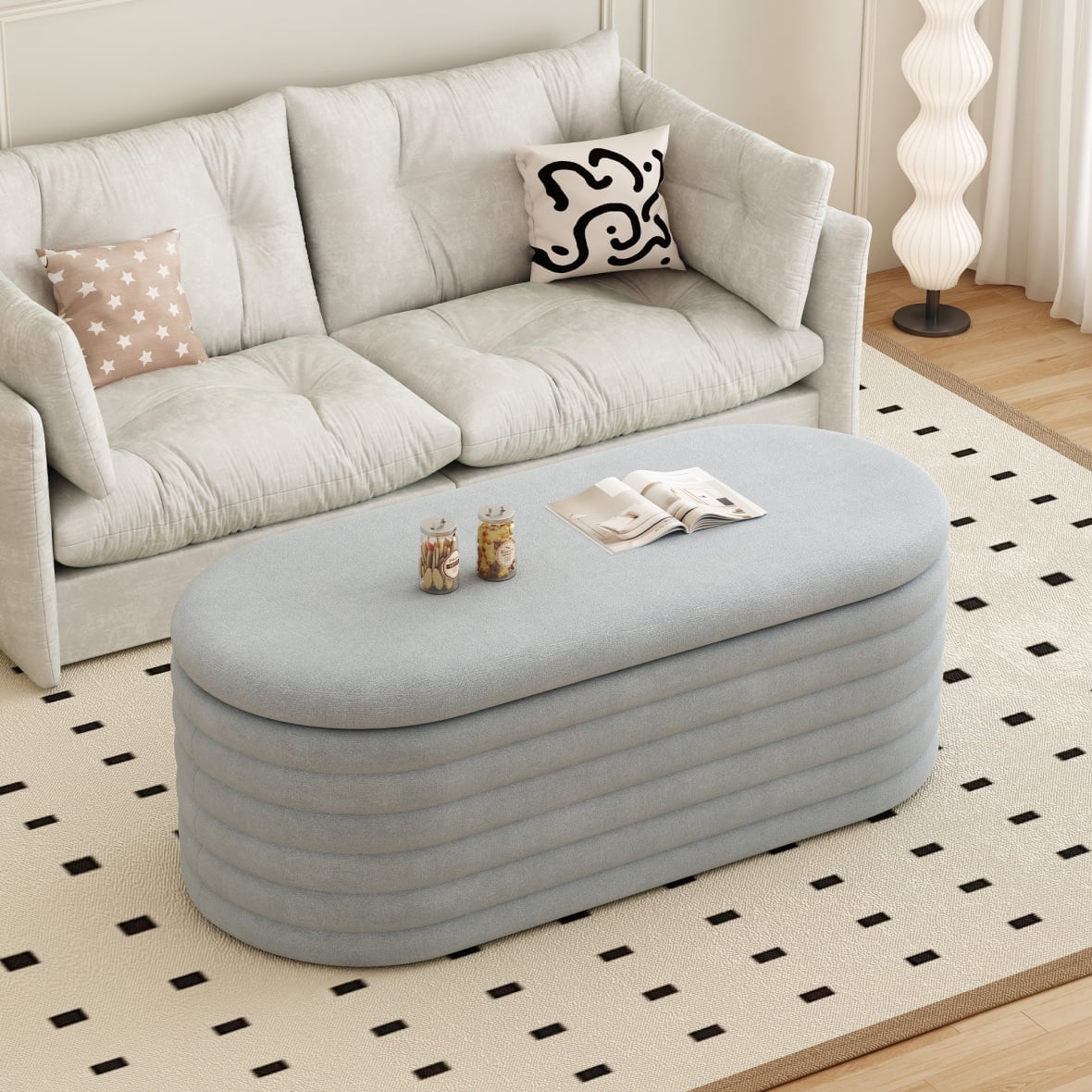 Storage Teddy Ottoman Bench, 40" Modern Upholstered Storage Bench End ...