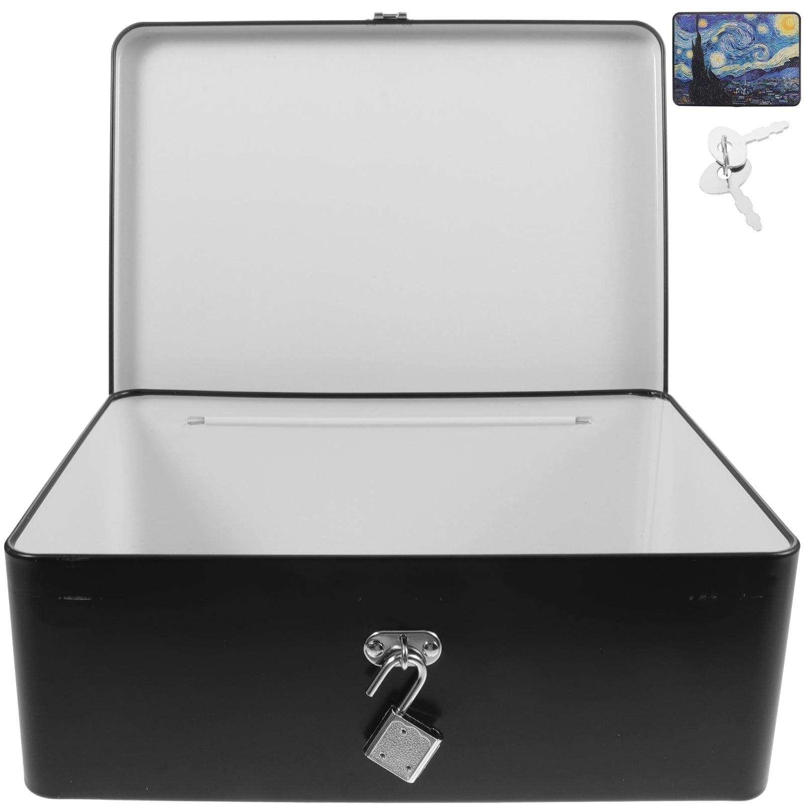 Storage Tin Box with Lock Bins Small Tins Lids Jewelry Organizer ...