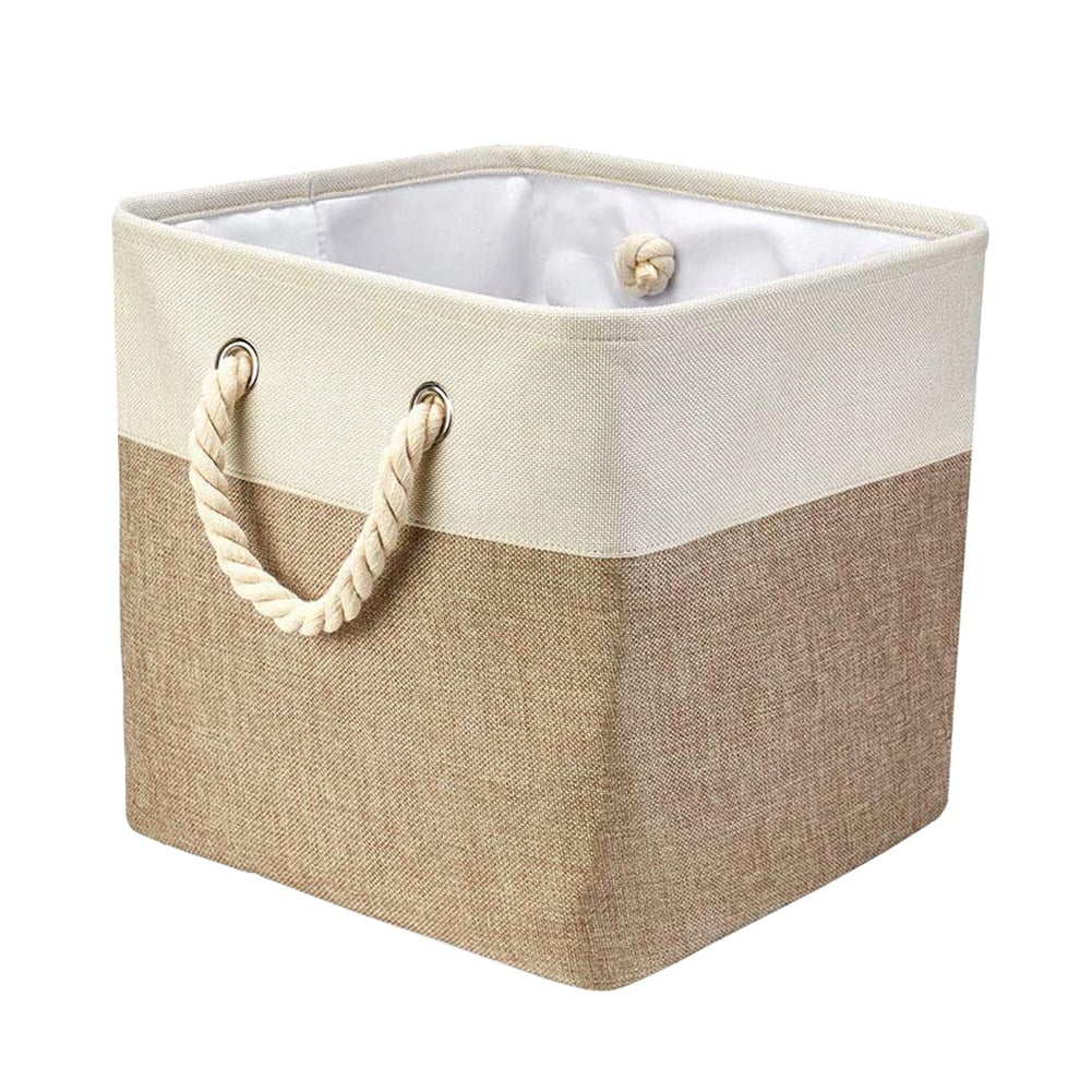 Storage Tote Basket,Fabric Storage Bins with Cream Liner and Handles ...