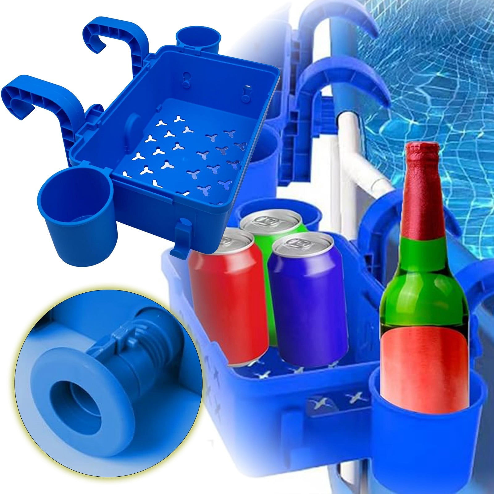 Storage With 2 Pool Cup Holder Above Ground Pool Storage Stretchable ...