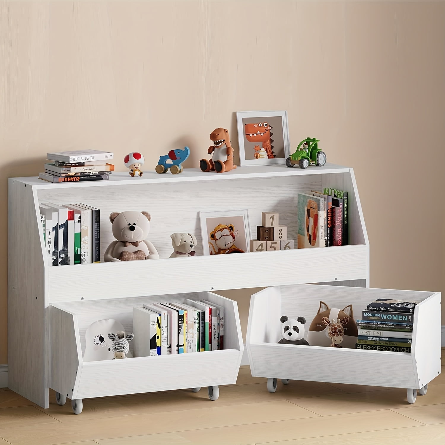 Storage and Organizer, Muti-Functional Bookcase and Storage Bin with ...