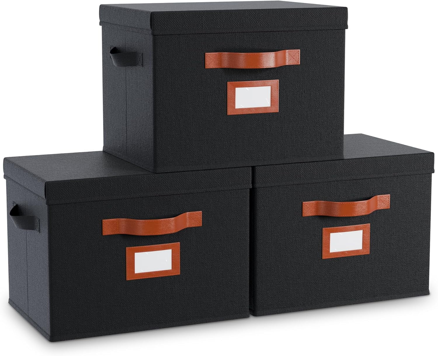 Storage box, 3-piece set with lid large fabric storage box - with lid ...