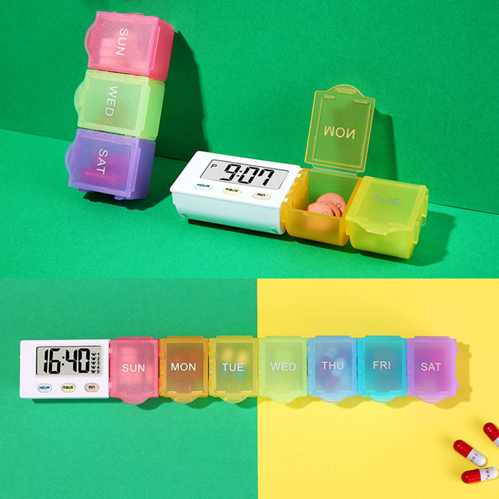 Storage box,Pill Clock Box Clock Dispenser Box Alarm Clock Box Medicine ...