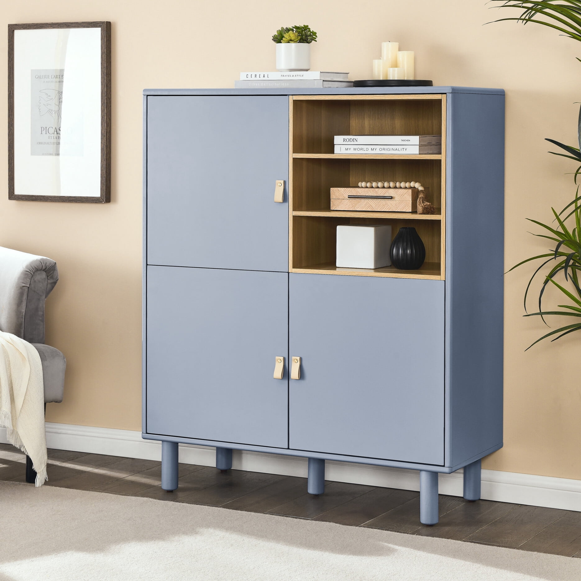Storage cabinet, Modern Floor Cabinet with rounded corners and solid ...