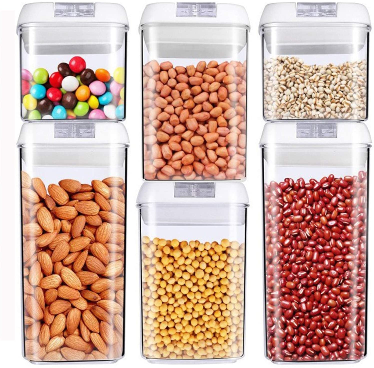 Storage jar set with lid, 6-piece airtight storage jar, storage jars ...