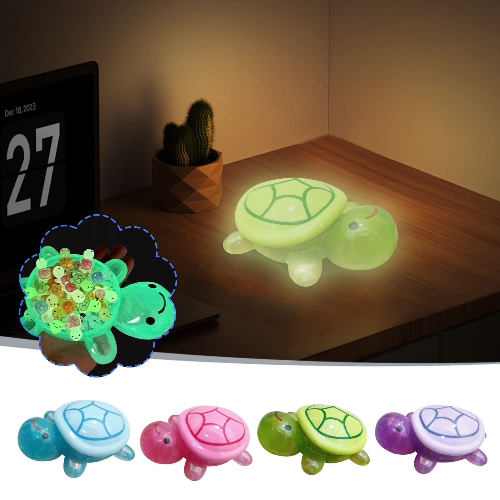 Storage Bins With Lids,Glowing Cute Turtle Storage Box 17cm Luminous ...