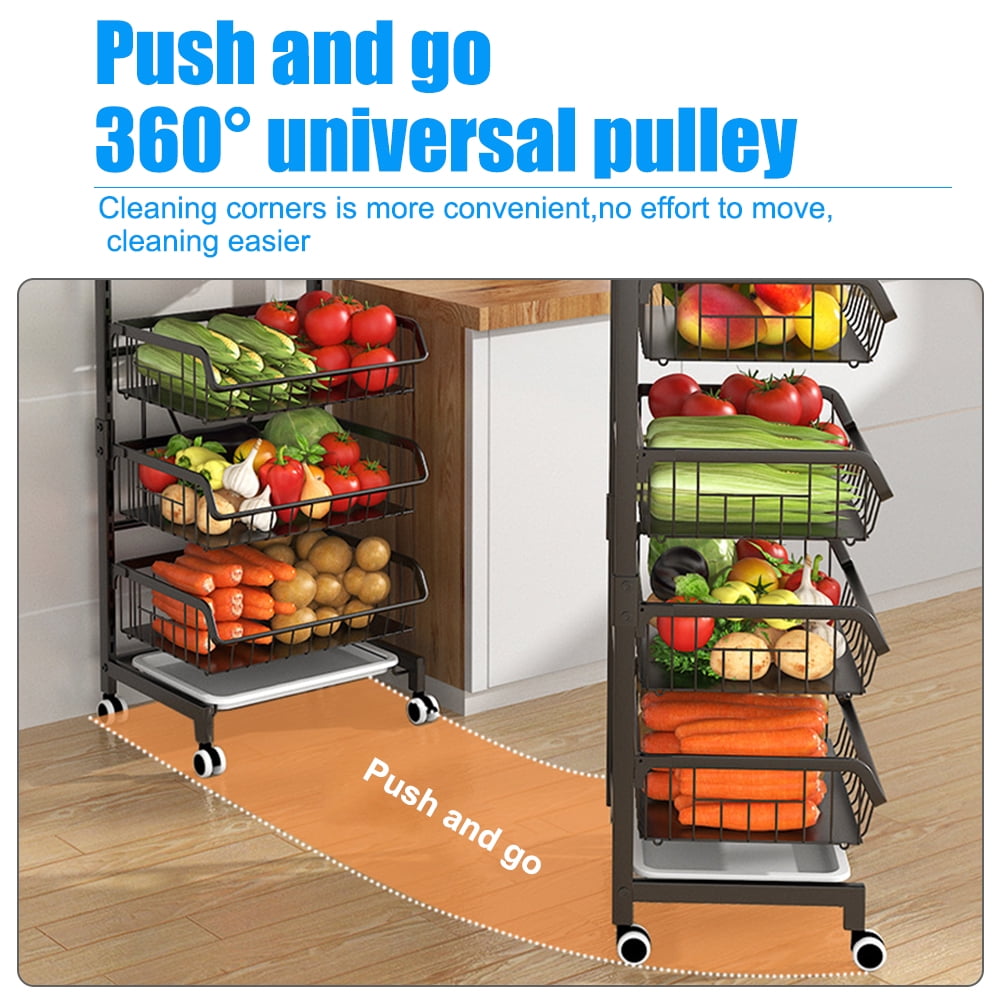 Storage rack,Fruit Utility Cart Wheels Adjustable Metal Adjustable ...