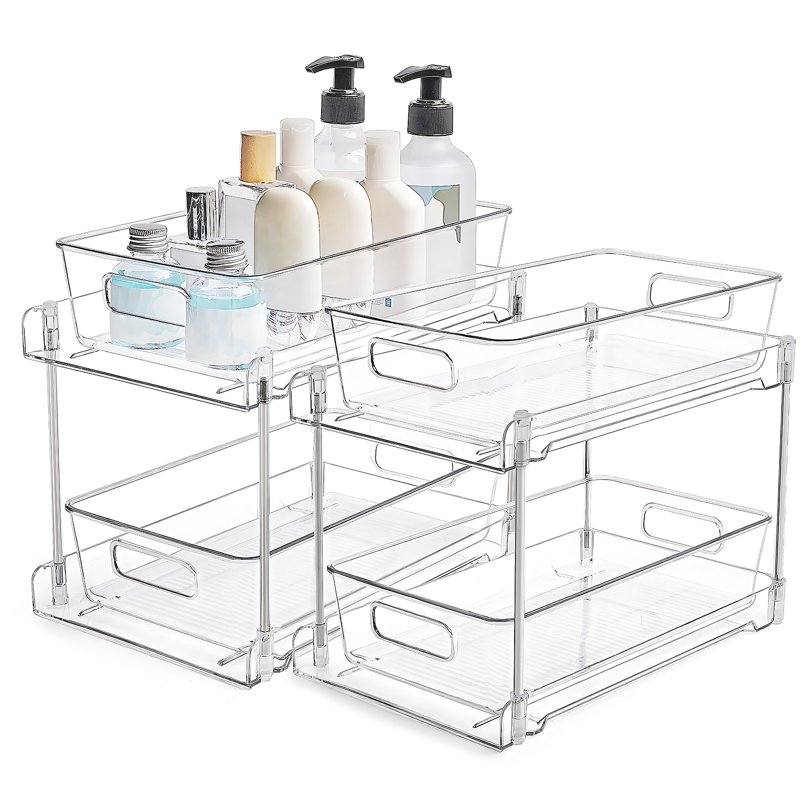 Storage rack,Under Sink Tier Clear With Handle Sink Drawers Drawer ...