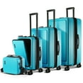 StorageBud 4pc Hardshell Expandable Spinner Luggage Set, Teal Blue ...