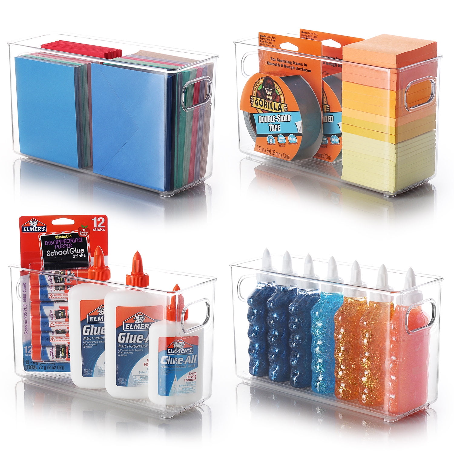 StorageBud Clear Storage Bins ,10.6X3.9X6" Plastic Containers,4 Pack ...