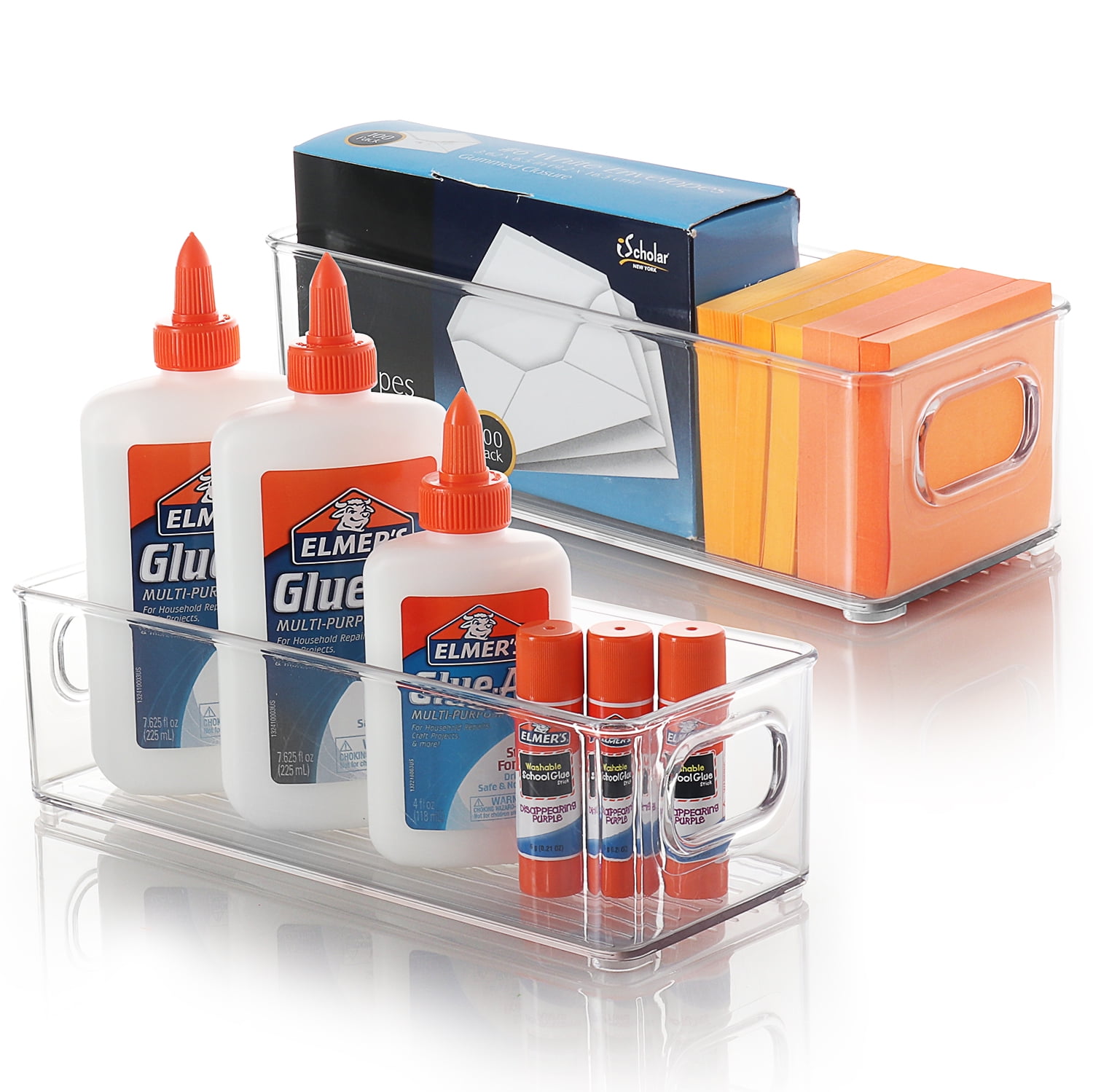 StorageBud Clear Storage Bins , 10X4X3" Plastic Containers, 2 Pack ...