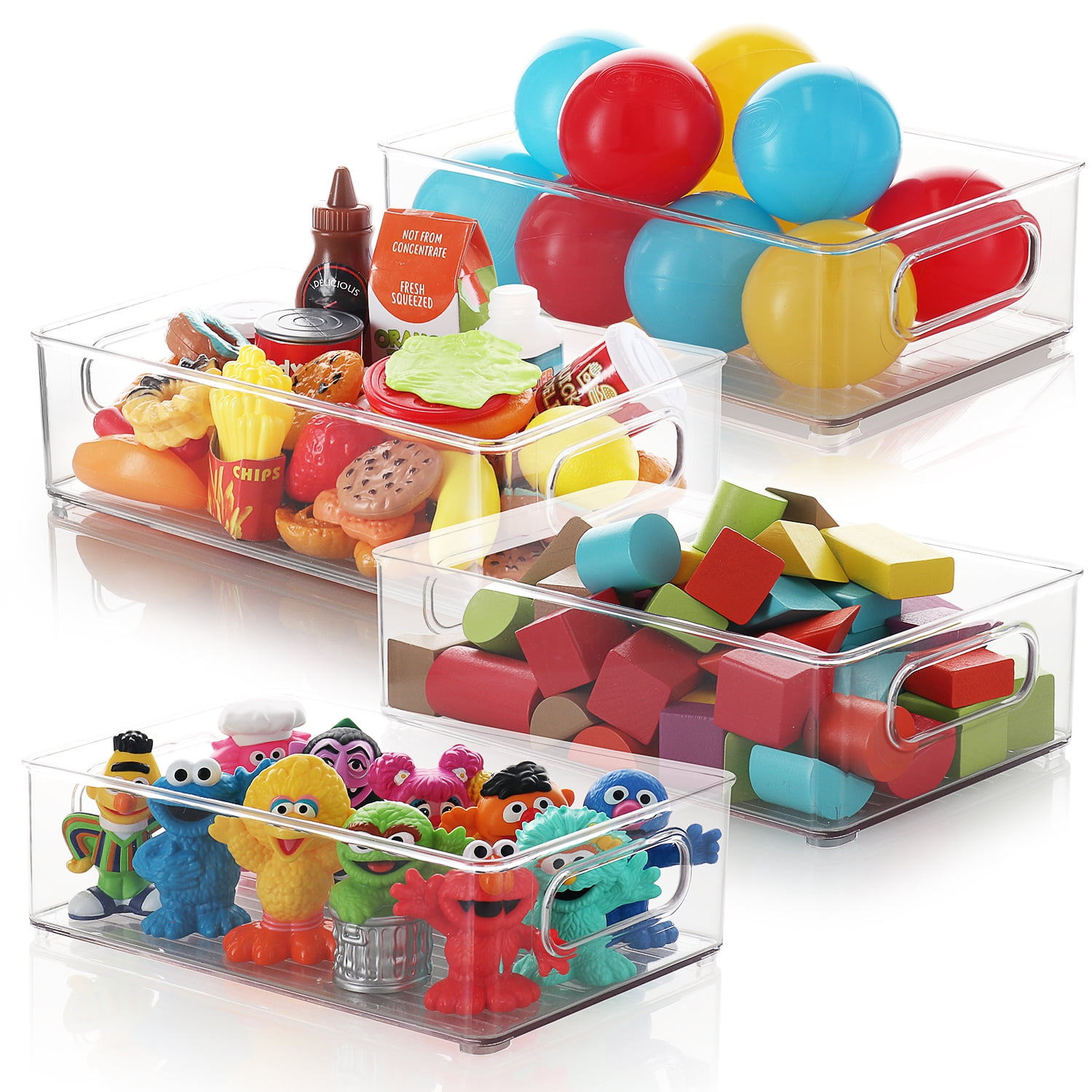 StorageBud Transparent Small Boxes Organizers with Handle, 10X6X3 ...