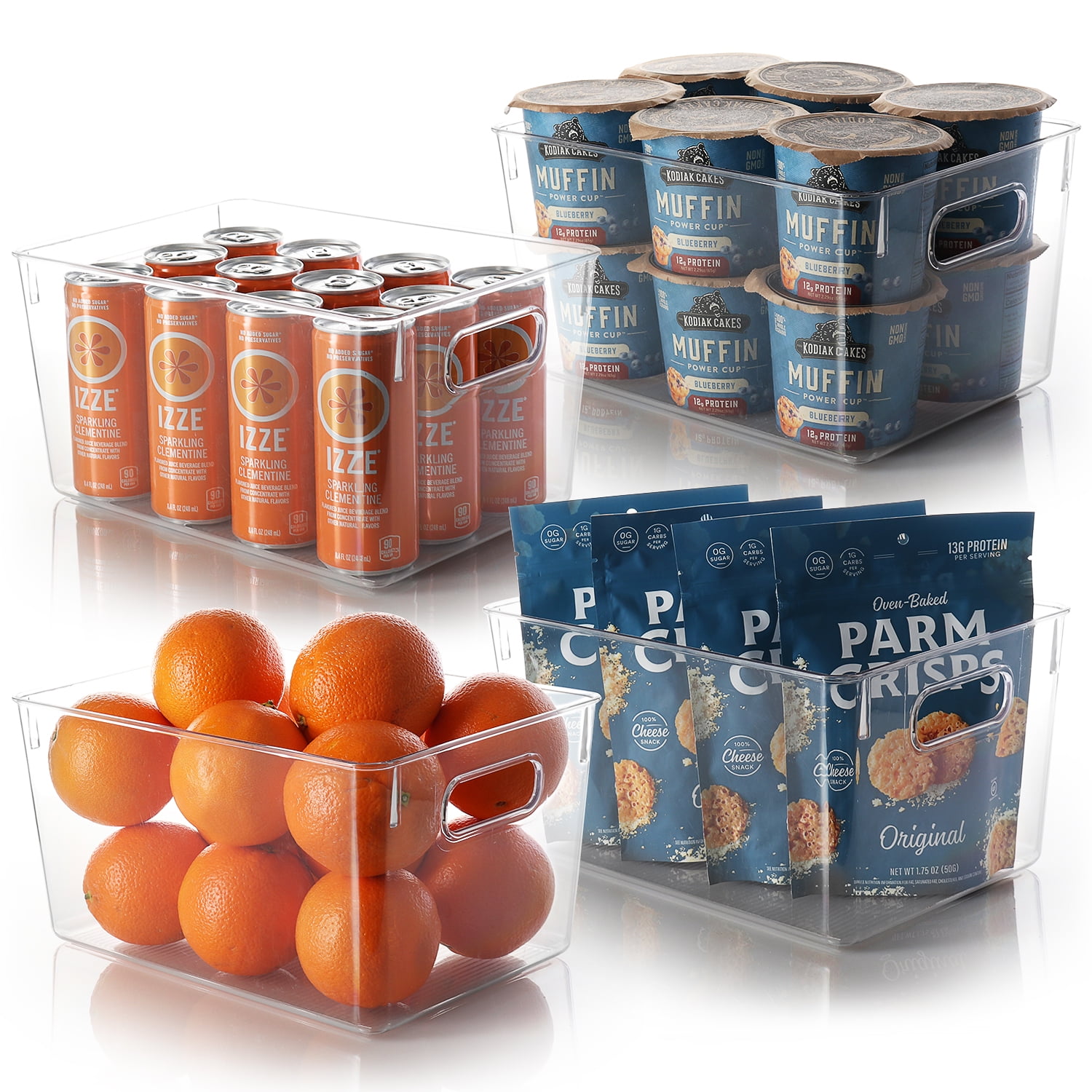 StorageBud Clear Storage Bins , 11X8X6" Plastic Containers,4 Pack ...