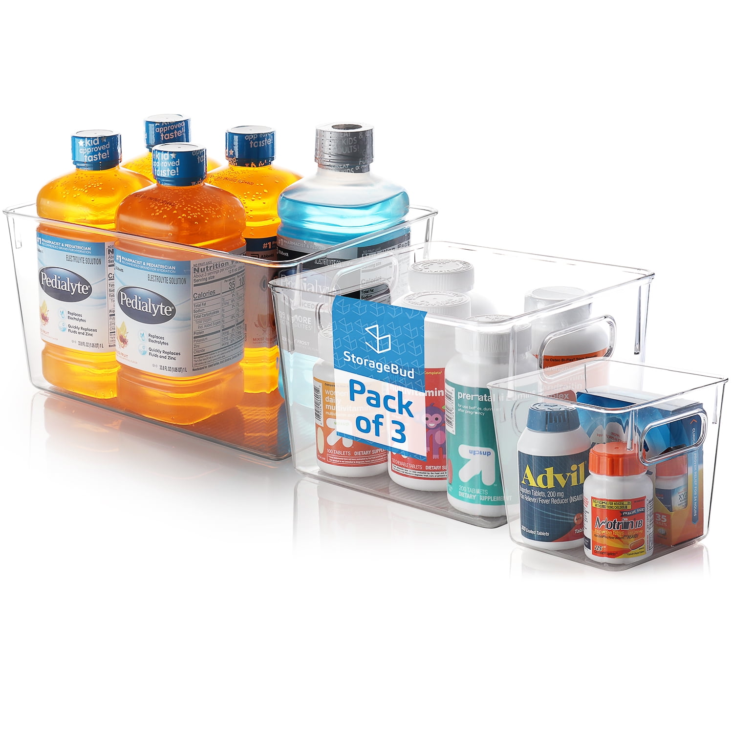 StorageBud Clear Storage Bins, Plastic Containers, 3 Pack Storage ...