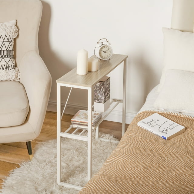 StorageWorks End Table with Shelf, Narrow Side Table for Living Room ...
