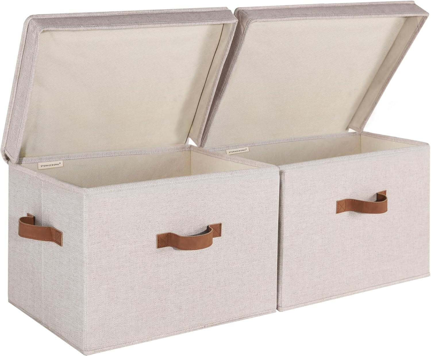 StorageWorks Fabric Storage Bins with lid, Decorative Boxes for Shelves ...