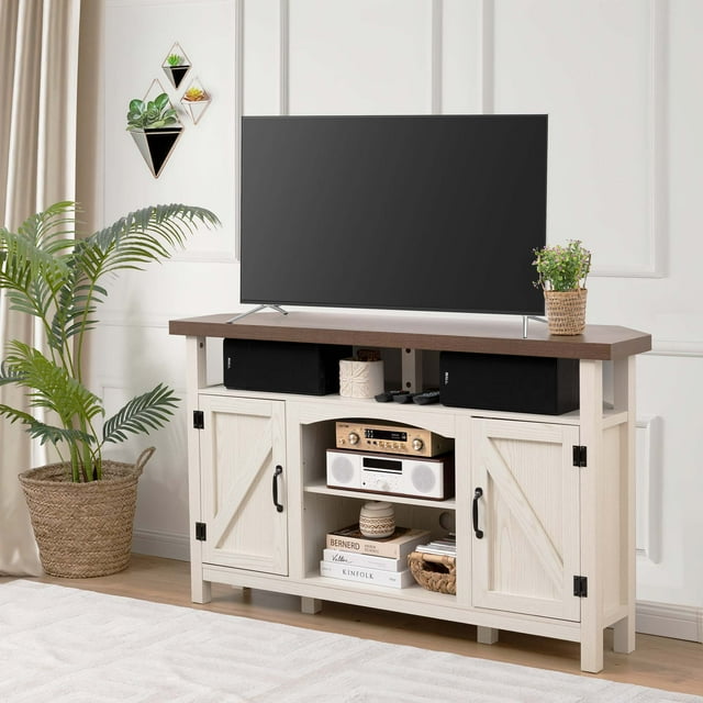 "StorageWorks Farmhouse Corner TV Stand for TVs up to 60 ...