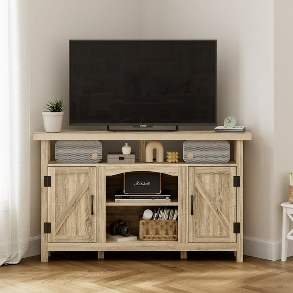 "StorageWorks Corner TV Stand for TVs up to 60"", Rustic Brown Media ...