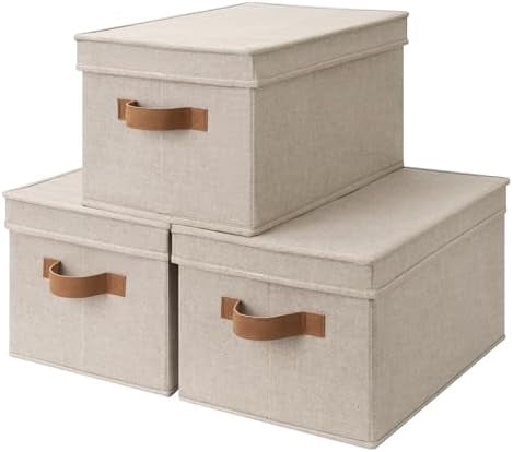 StorageWorks Large Storage Bins with Lids, Decorative Storage Boxes ...