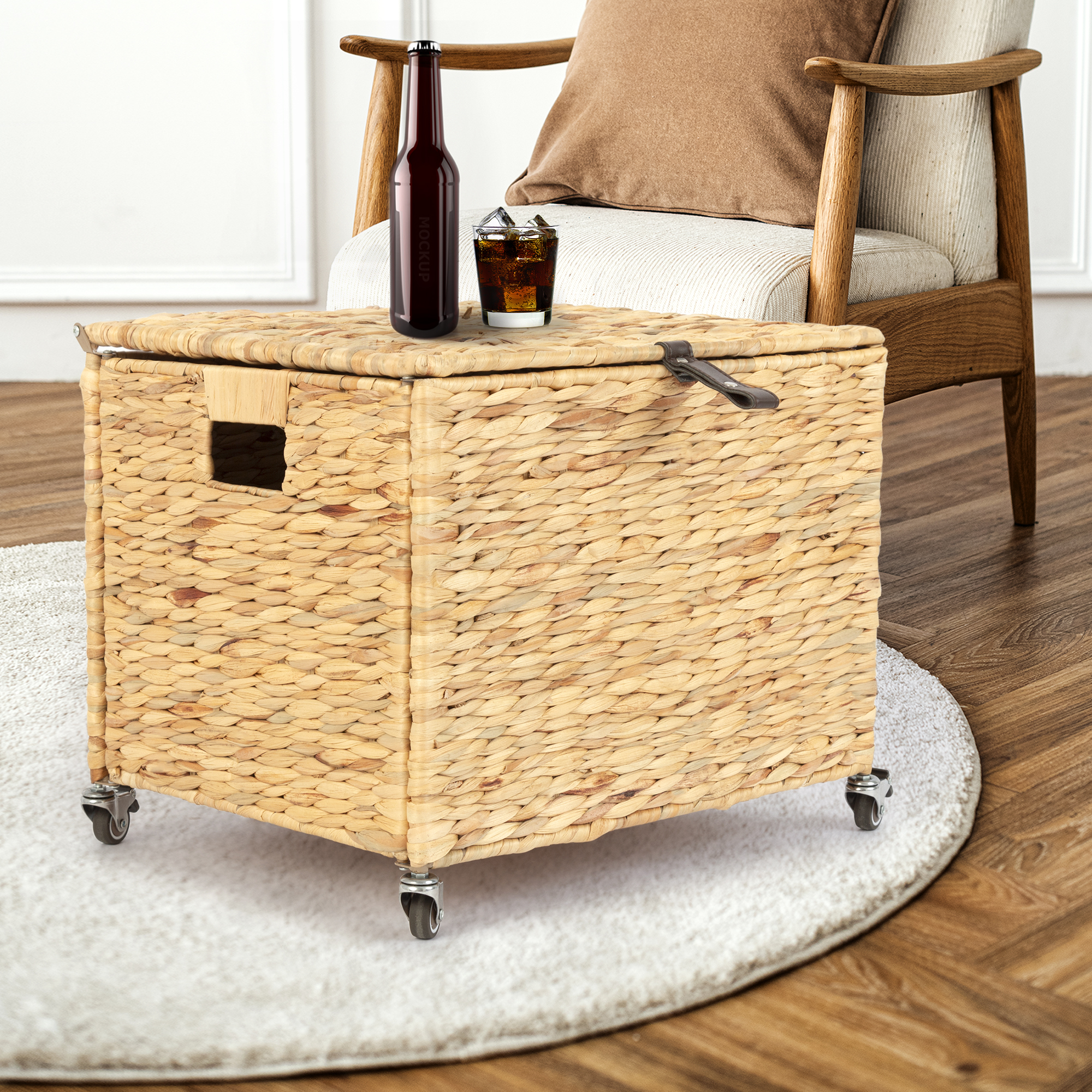 StorageWorks Wicker File Folder Organizer Box with Wheels, Printer ...