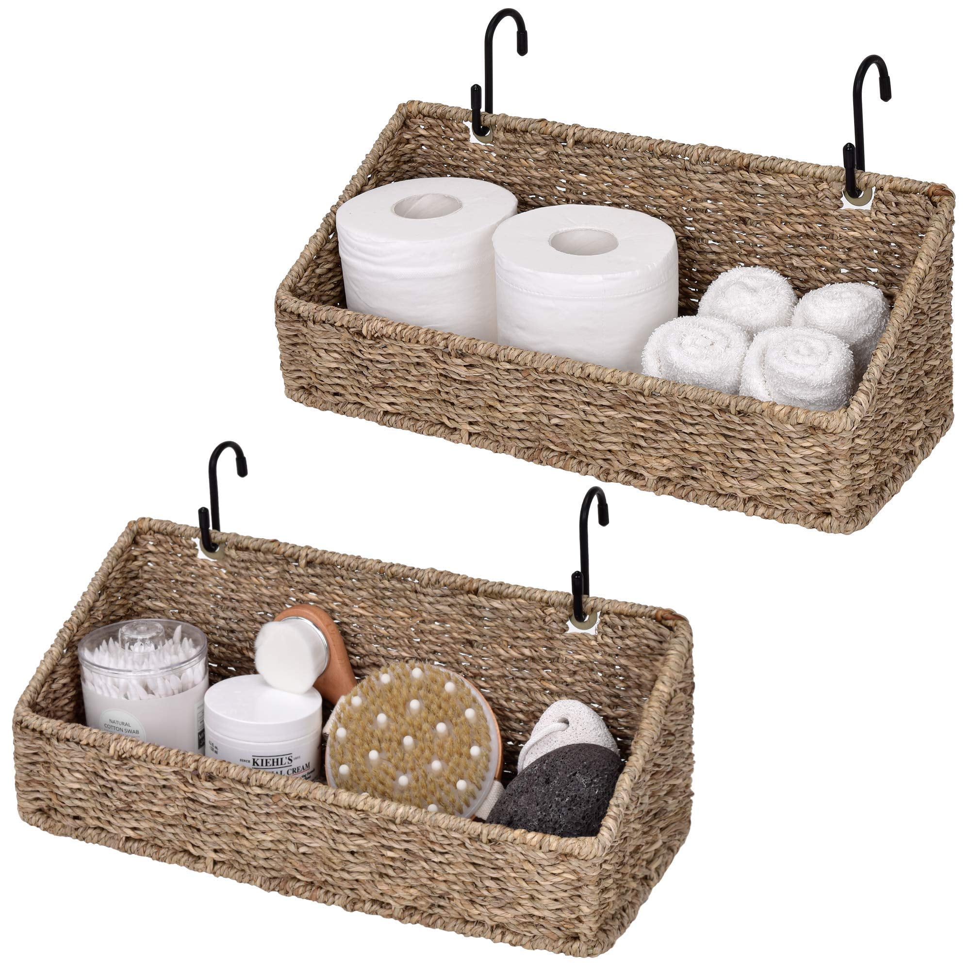 StorageWorks Woven Wall Baskets for Storage, Seagrass Baskets for Shelf ...