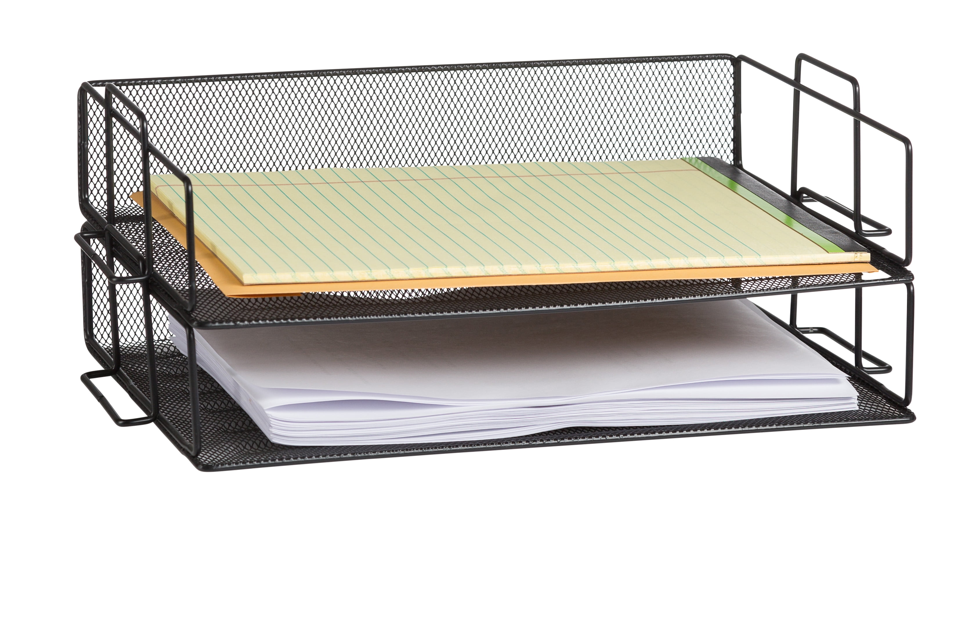 Storageaid Classic Black Mesh 2 Tier Stackable Letter Tray Desk ...