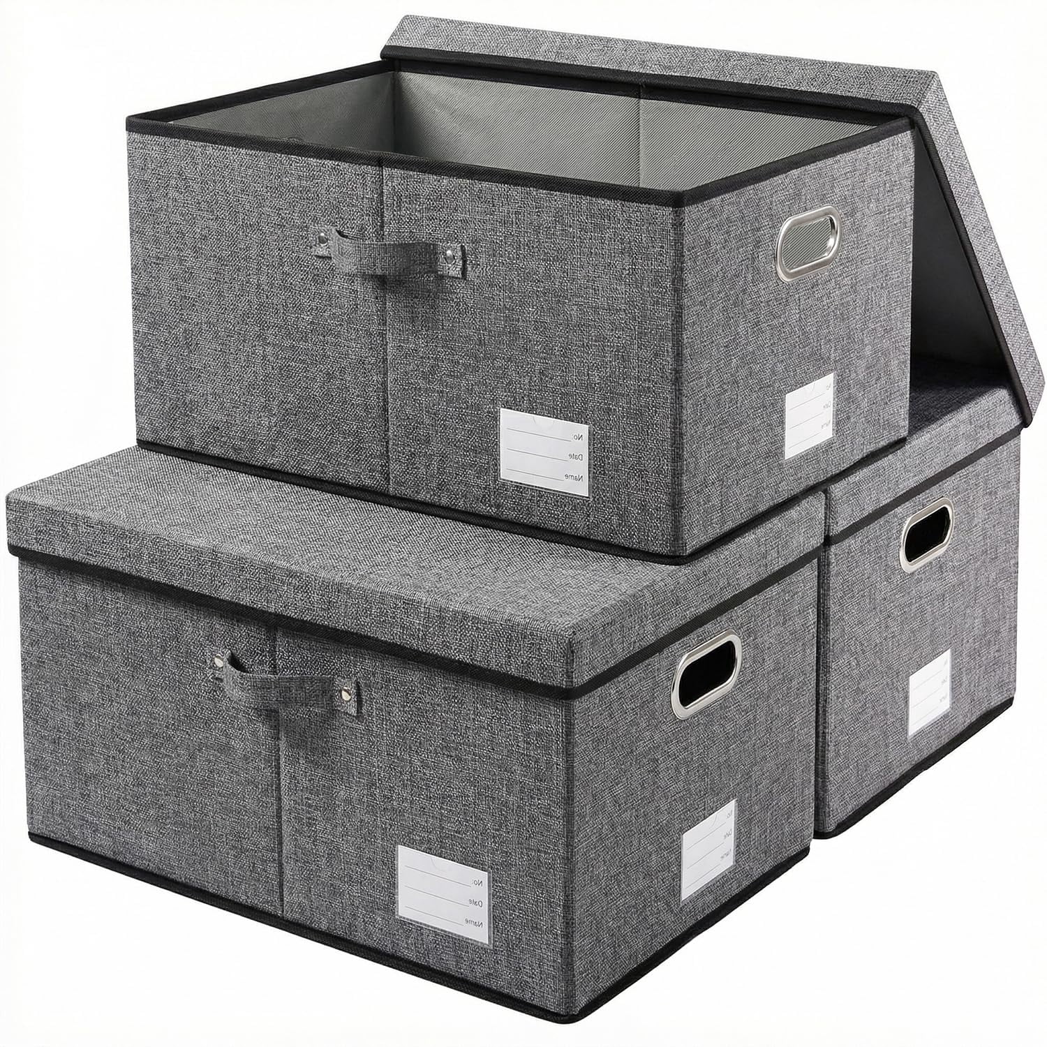 Storbwith Lids [3-pack] Linen Fabric Foldable Boxes Organizer ...