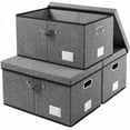 Storbwith Lids [3-pack] Linen Fabric Foldable Boxes Organizer ...
