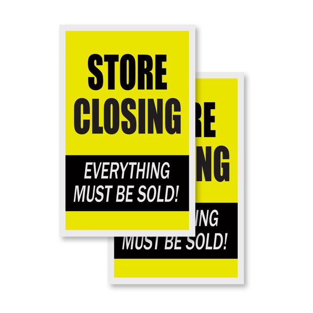 Store Closing (2-PACK) 24" x 36" Vinyl Decals | Sign Insert Peel ...
