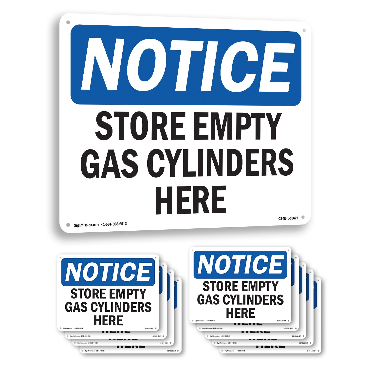 Store Empty Gas Cylinders Here OSHA Notice Rigid Plastic Sign 24 Inch x ...