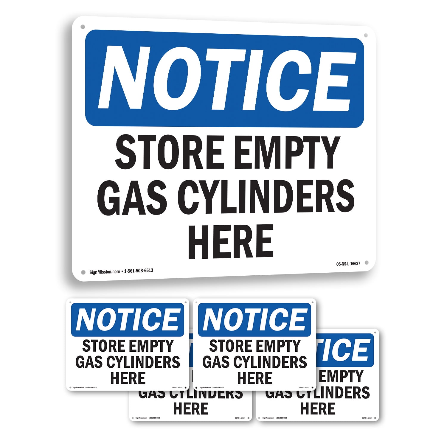 Store Empty Gas Cylinders Here OSHA Notice Rigid Plastic Sign 24 Inch x ...