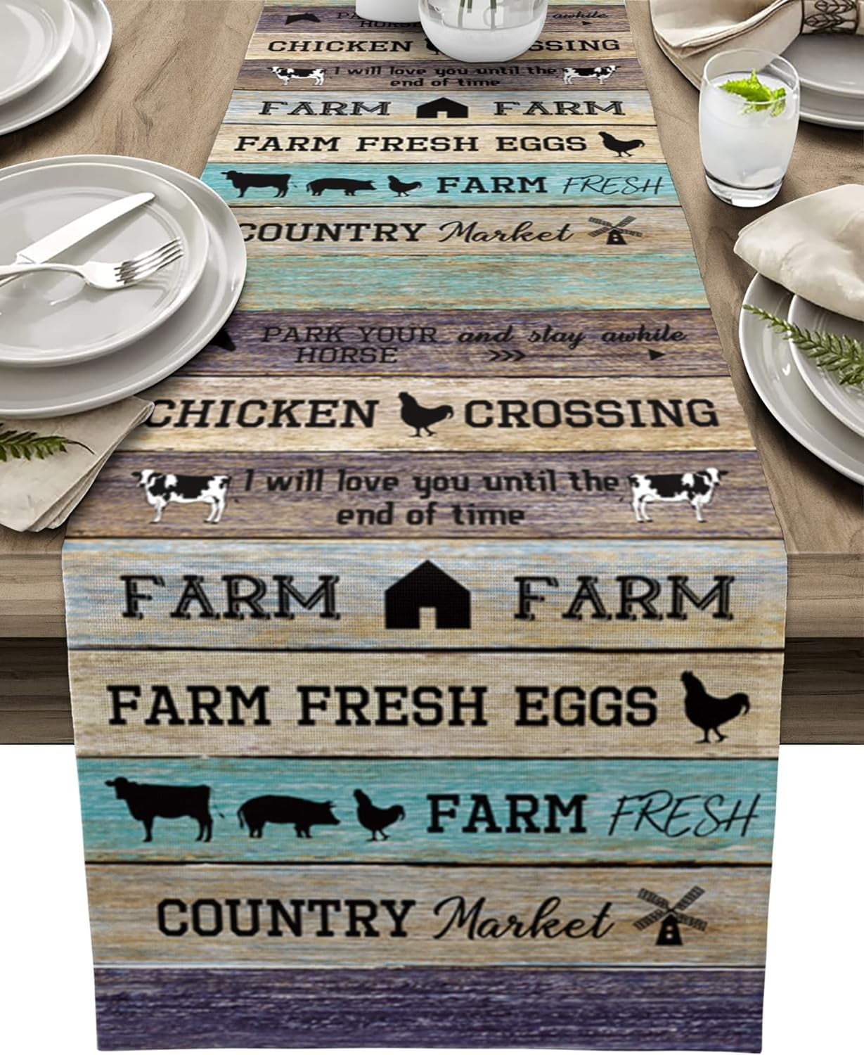 Store Farmhouse Cotton Linen Table Runner Dresser Scarves,Farmhouse ...