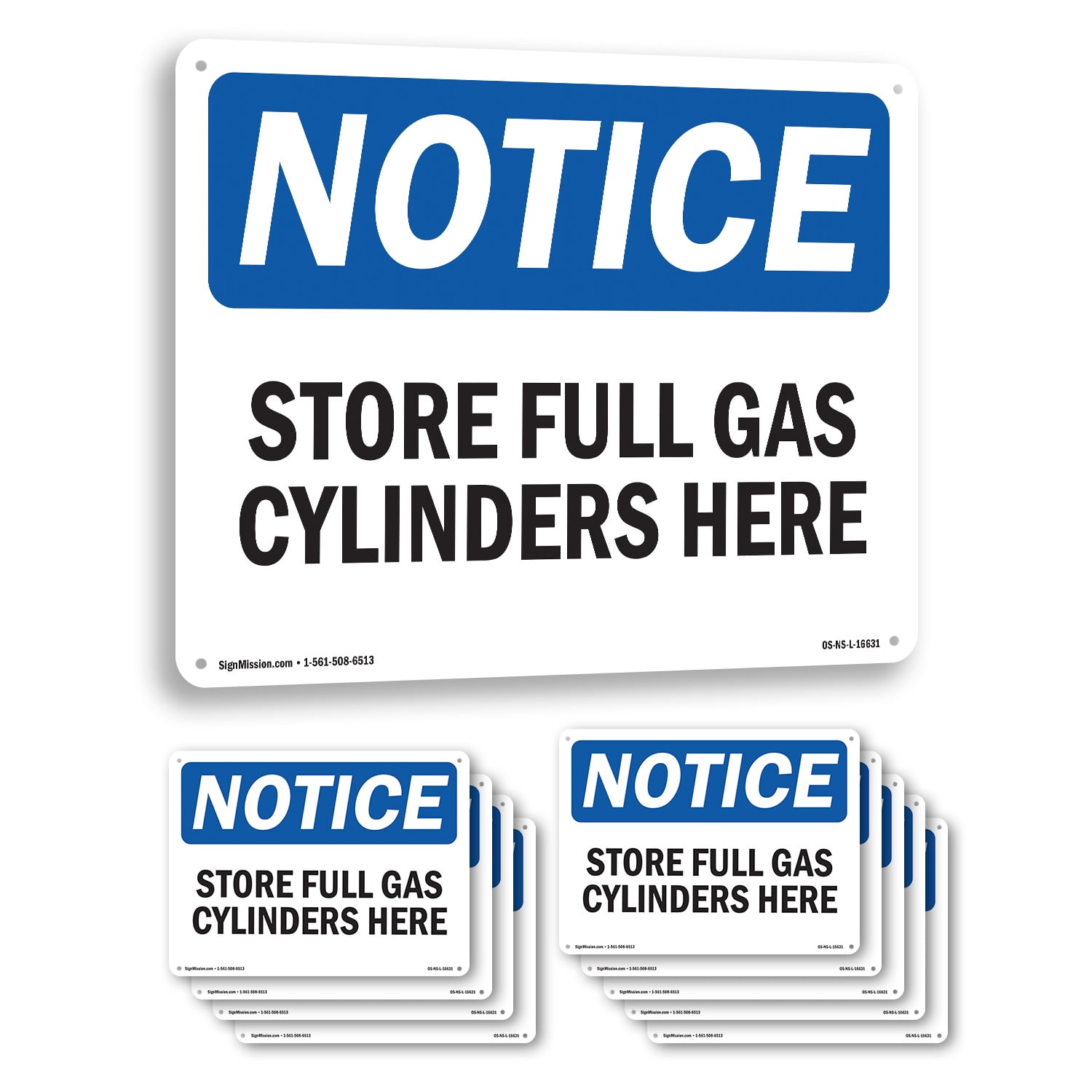Store Full Gas Cylinders Here OSHA Notice Rigid Plastic Sign 24 Inch x ...