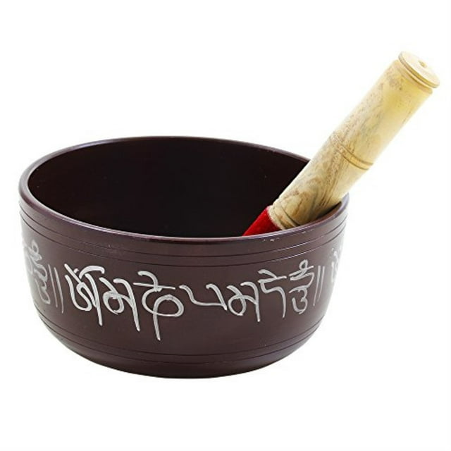 Store Indya 7' Tibetan Singing Bowl Set, Hand Painted Metal with Wooden ...