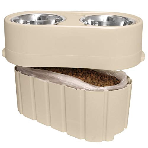 Store-N-Feed Adjustable Raised Dog Bowl, Feeder & Food Storage ...
