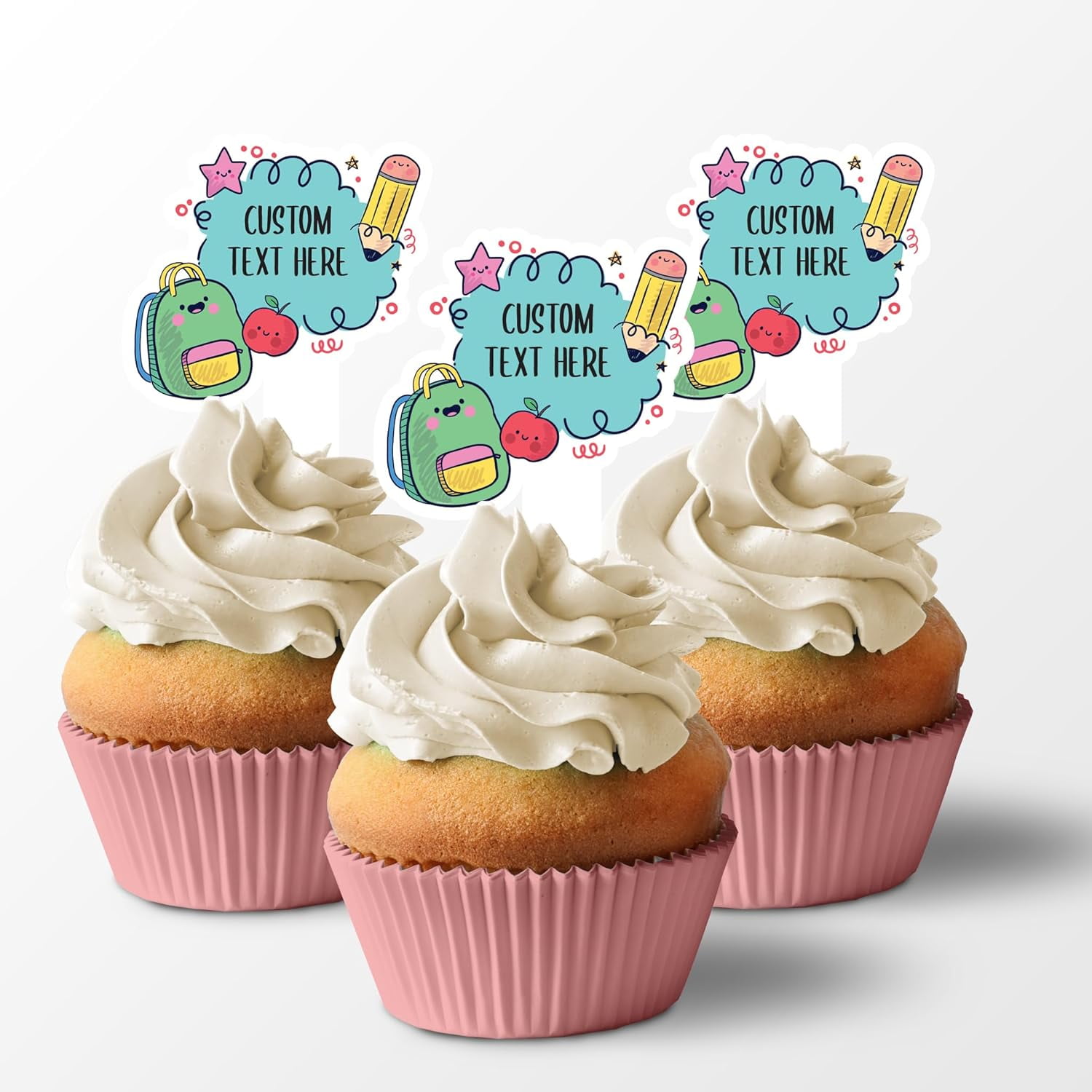 Store Welcome Back To School Cupcake Toppers Happy Cake Topper for ...