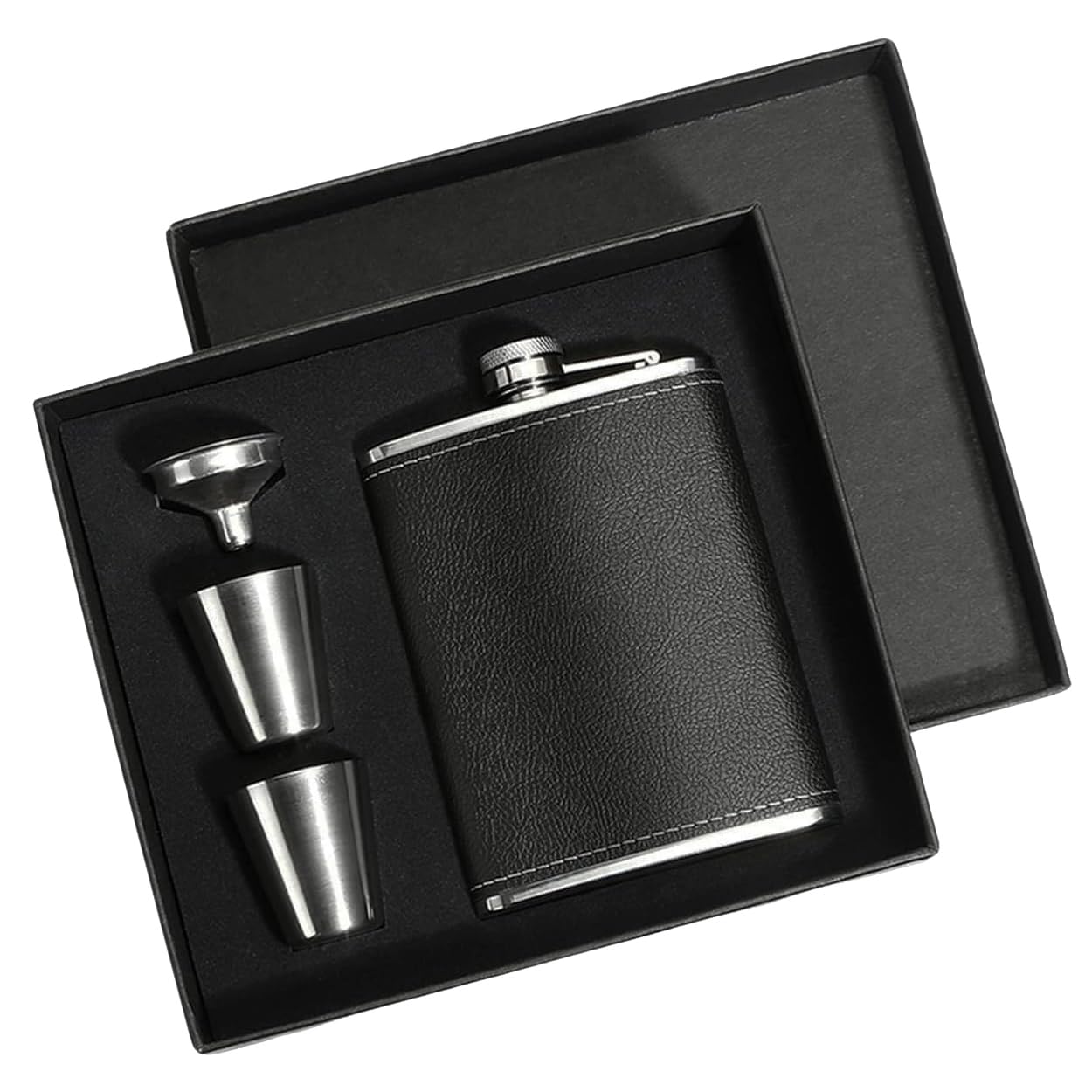 Store2508 Leather Stainless Steel Hip Flask Set 8oz with 2 Glasses ...